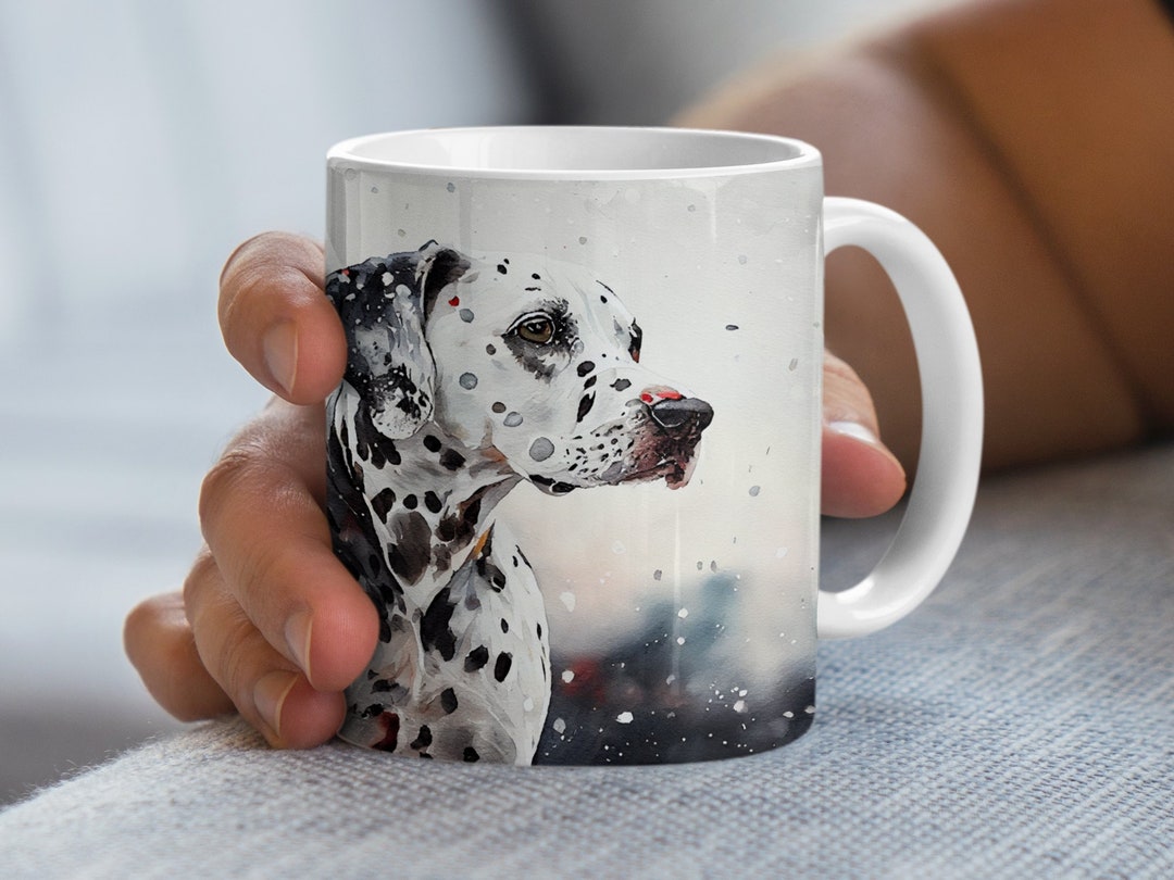Unique Dalmatian Dog Mug, Symmetrical Pet Portrait, Animal Lover Coffee ...