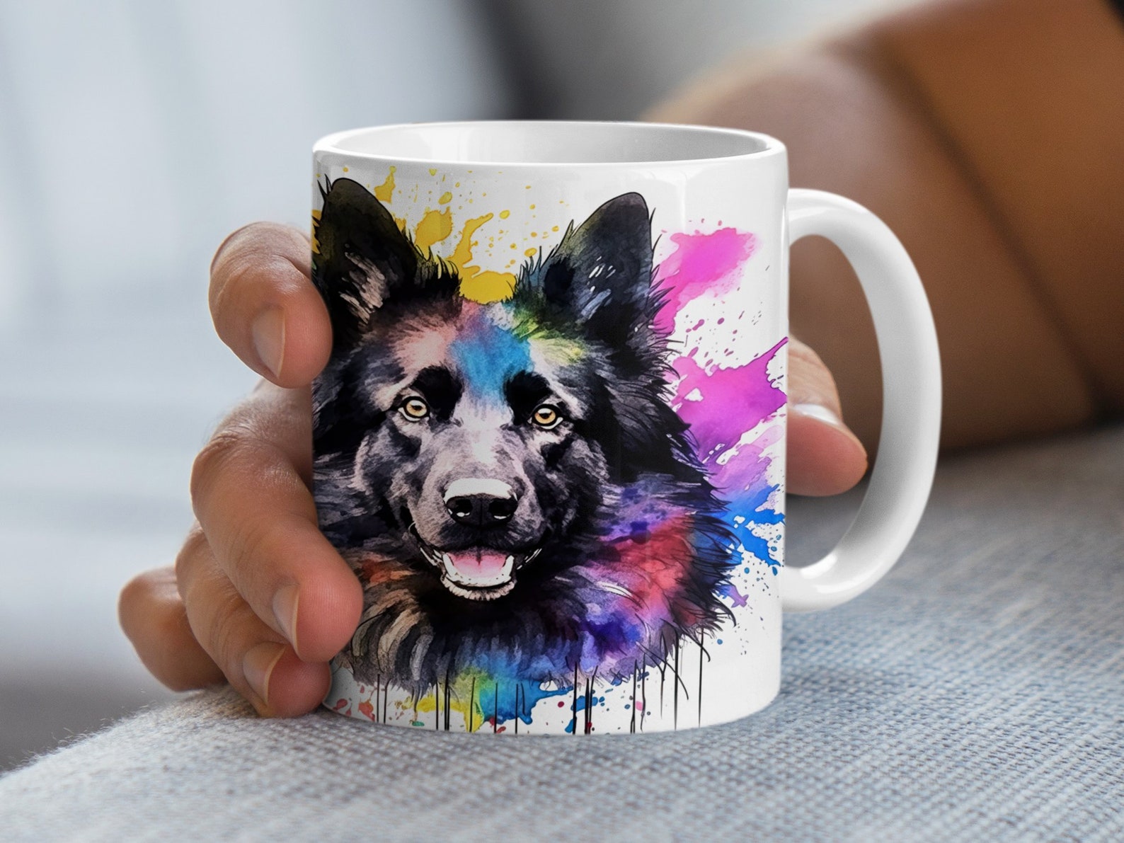 German Shepherd Mug, Colorful Dog Art Mug, German Shepherd Dog Lover ...