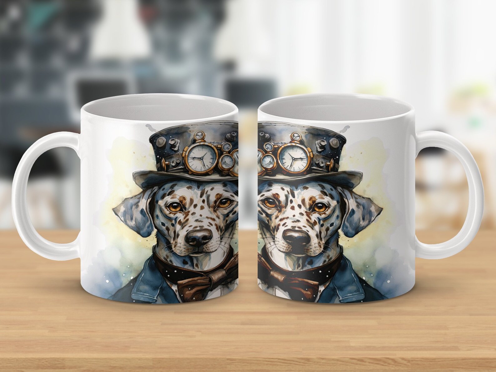 Steampunk Dog Mug, Whimsical Dalmatian With Goggles and Hat, Unique ...