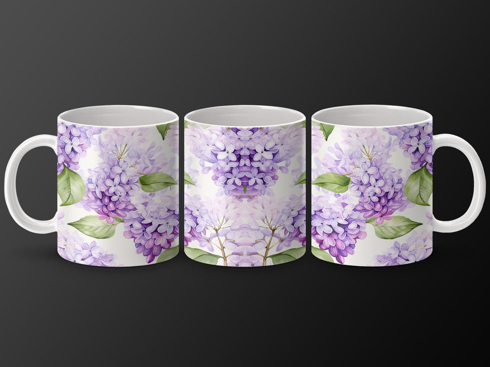 Floral Lilac Mug, Spring Blooms Coffee Cup, Purple Flower Tea Mug ...