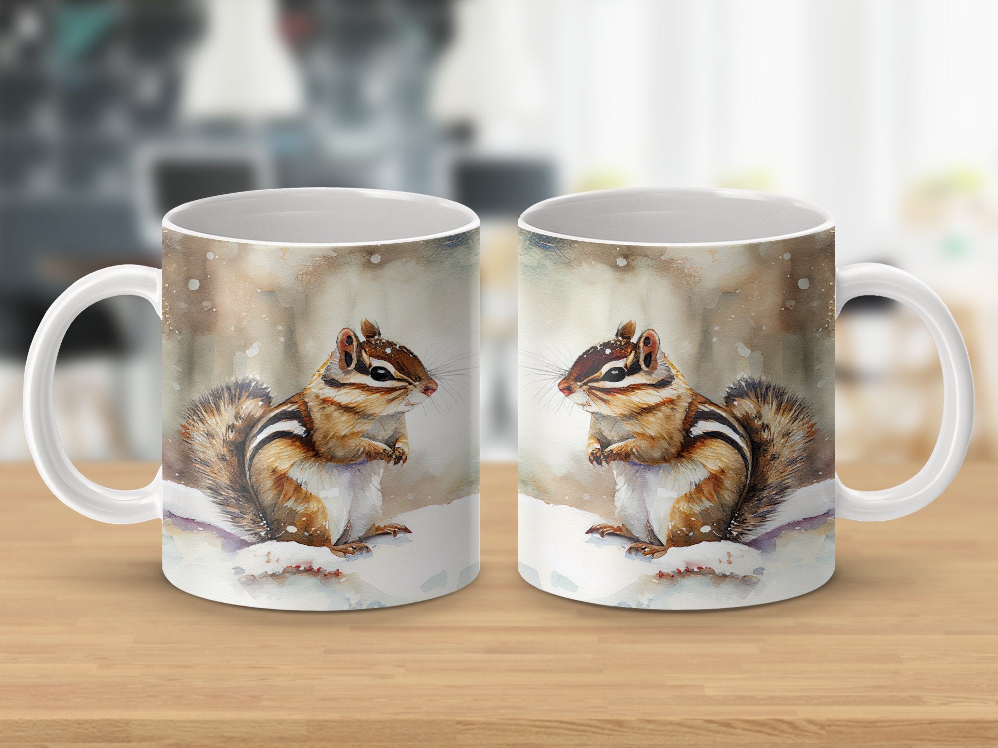 Watercolor Chipmunk Mug, Cute Animal Coffee Cup, Woodland Creature Tea ...
