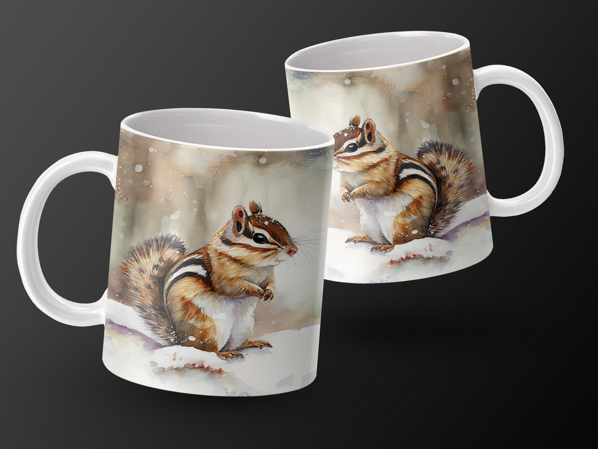 Watercolor Chipmunk Mug, Cute Animal Coffee Cup, Woodland Creature Tea ...