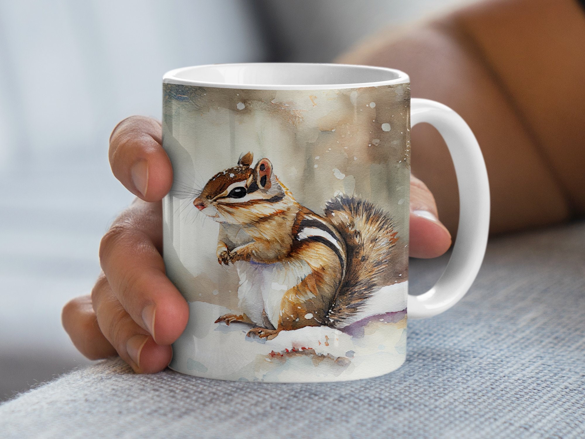 Watercolor Chipmunk Mug, Cute Animal Coffee Cup, Woodland Creature Tea ...