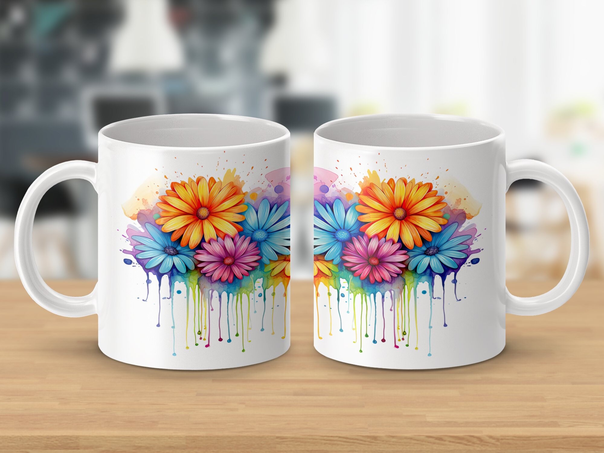 Colorful Flower Splash Art Mug, Bright and Vibrant Floral Mug, Artistic ...