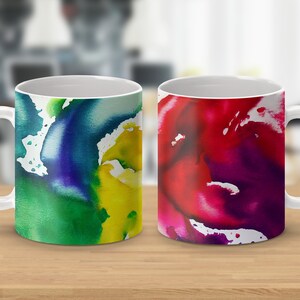 Colorful Abstract Art Coffee Mug, Vibrant Watercolor Print, Artistic ...