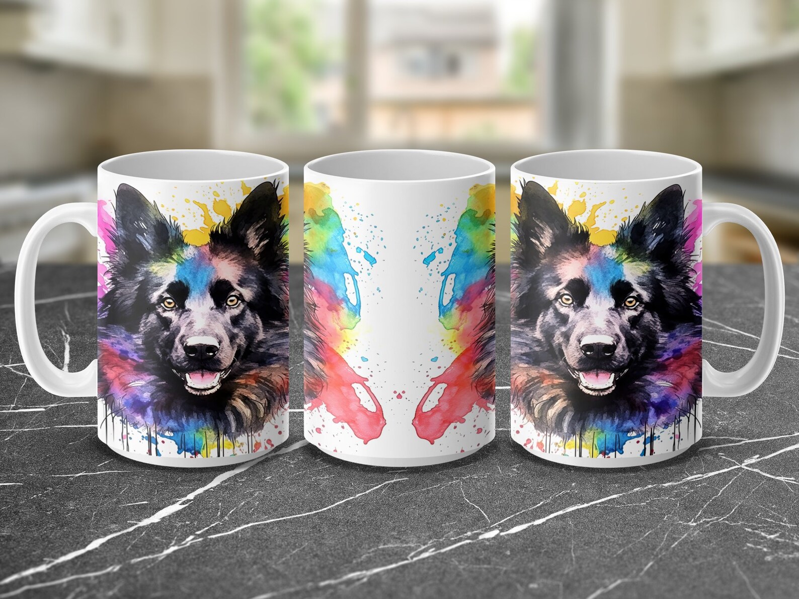 German Shepherd Mug, Colorful Dog Art Mug, German Shepherd Dog Lover ...