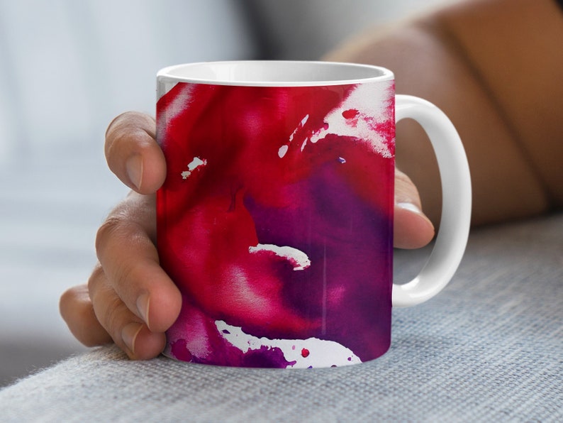 Colorful Abstract Art Coffee Mug, Vibrant Watercolor Print, Artistic ...