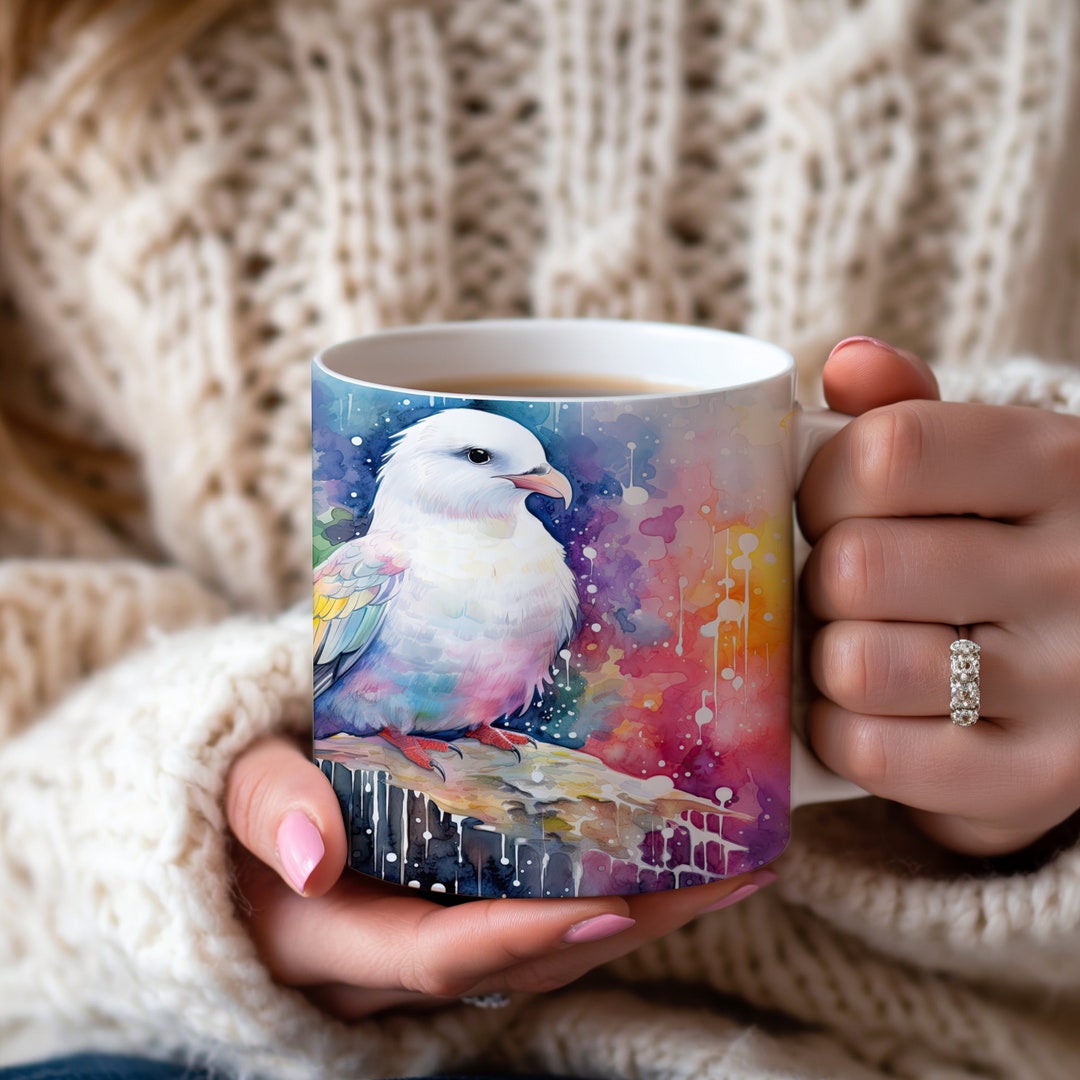Colorful Artistic Bird Mug, Unique Bird Art Mug, Beautiful Bird Design ...