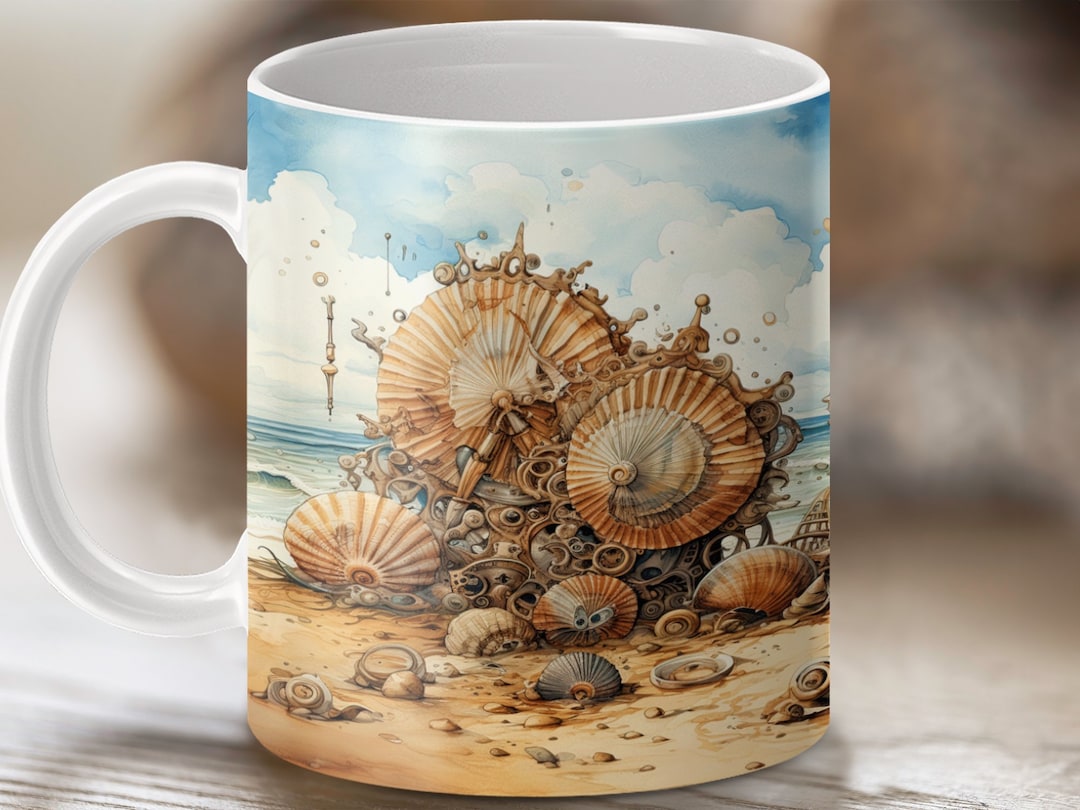 Steampunk Beach Scene Mug, Vintage Maritime Decor Mug, Nautical Themed ...