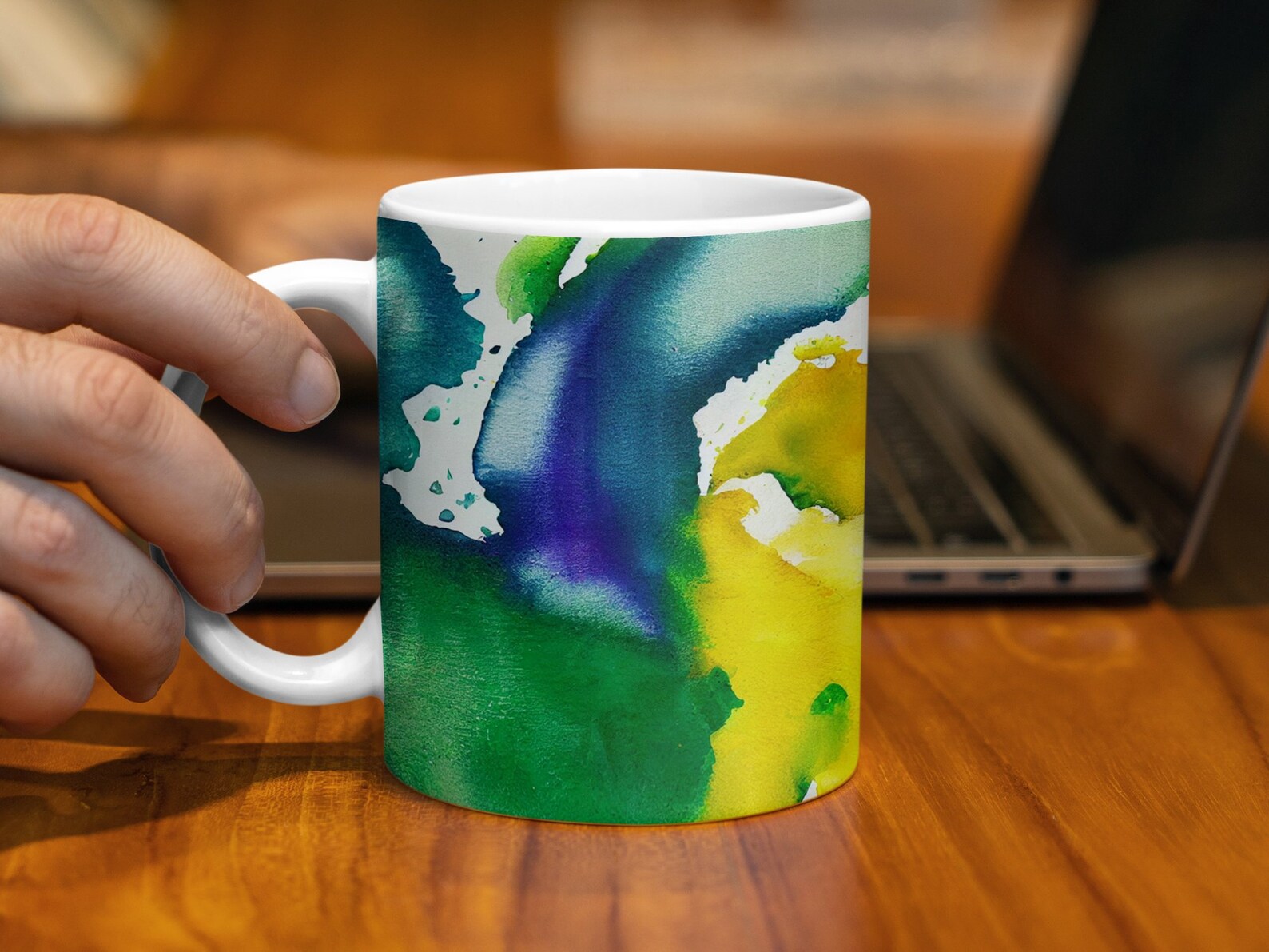 Colorful Abstract Art Coffee Mug, Vibrant Watercolor Print, Artistic ...