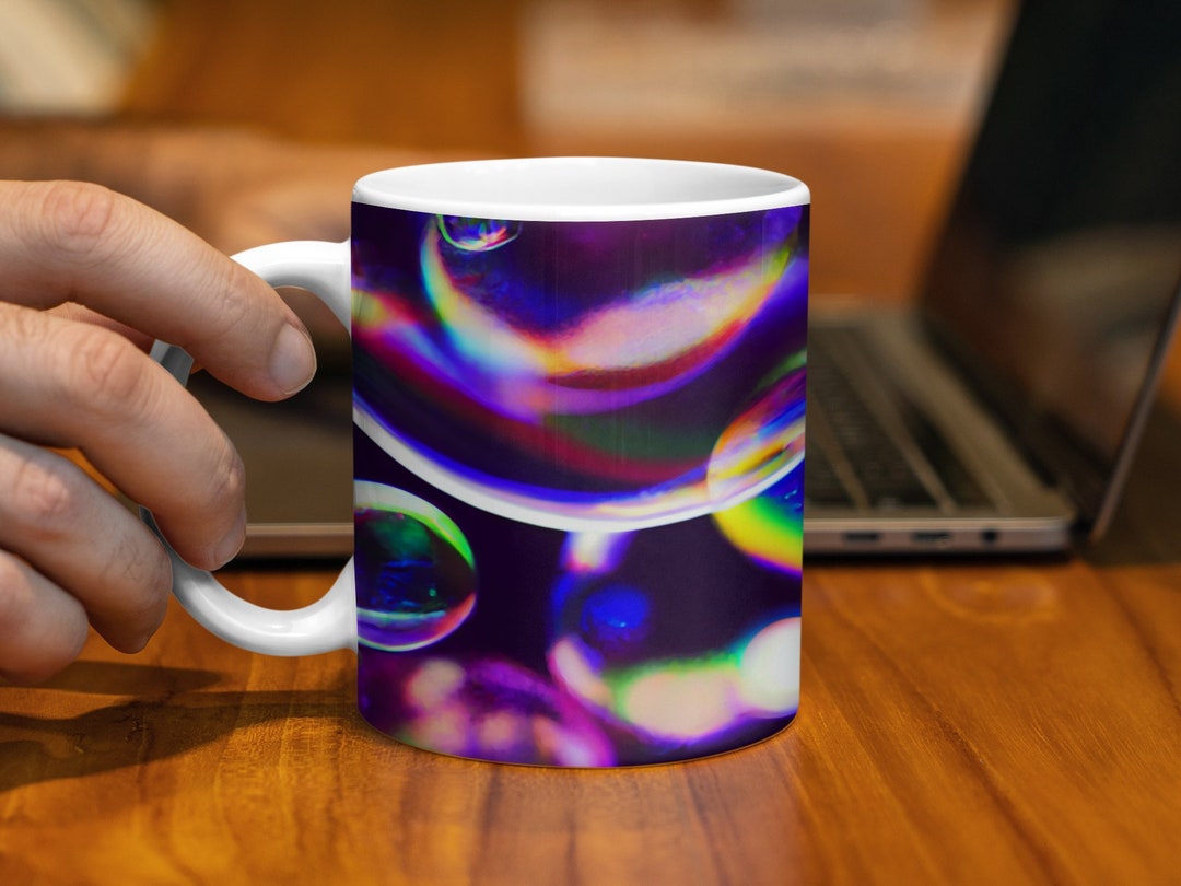 Colorful Bubble Art Mug, Abstract Kitchen Decor, Unique Coffee Cup ...