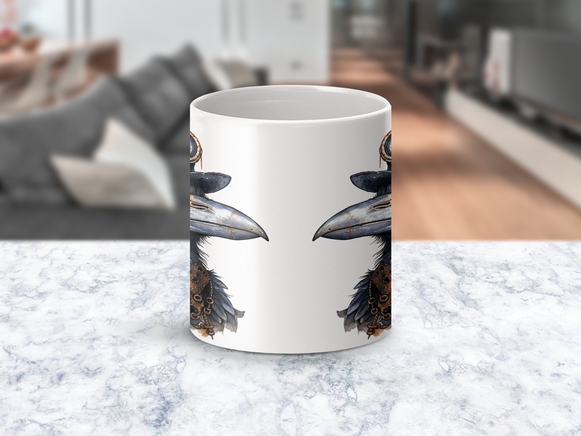 Steampunk Raven Coffee Mug, Unique Bird Lover Gift, Gothic Home Decor ...