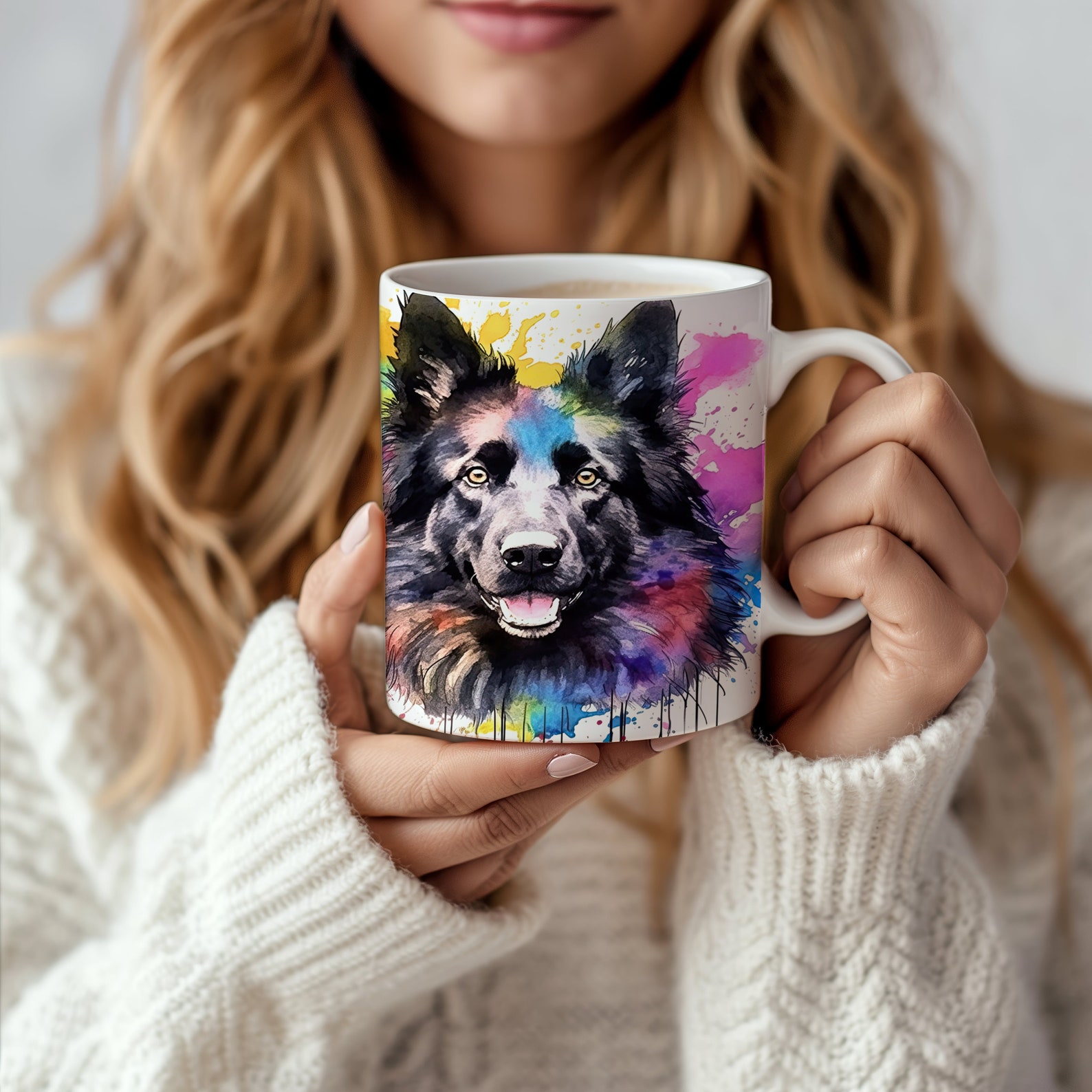 German Shepherd Mug, Colorful Dog Art Mug, German Shepherd Dog Lover ...