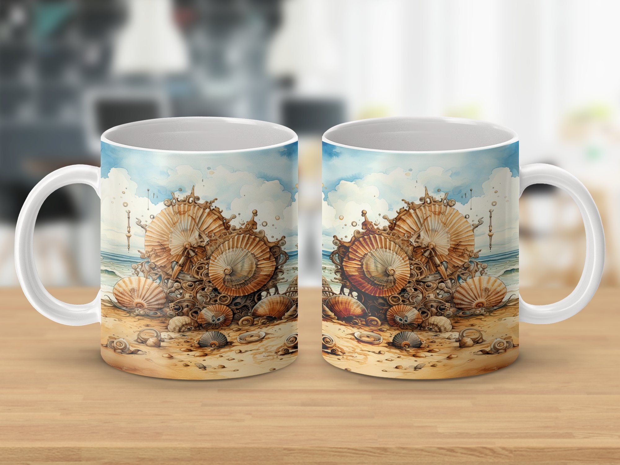 Steampunk Beach Scene Mug, Vintage Maritime Decor Mug, Nautical Themed ...