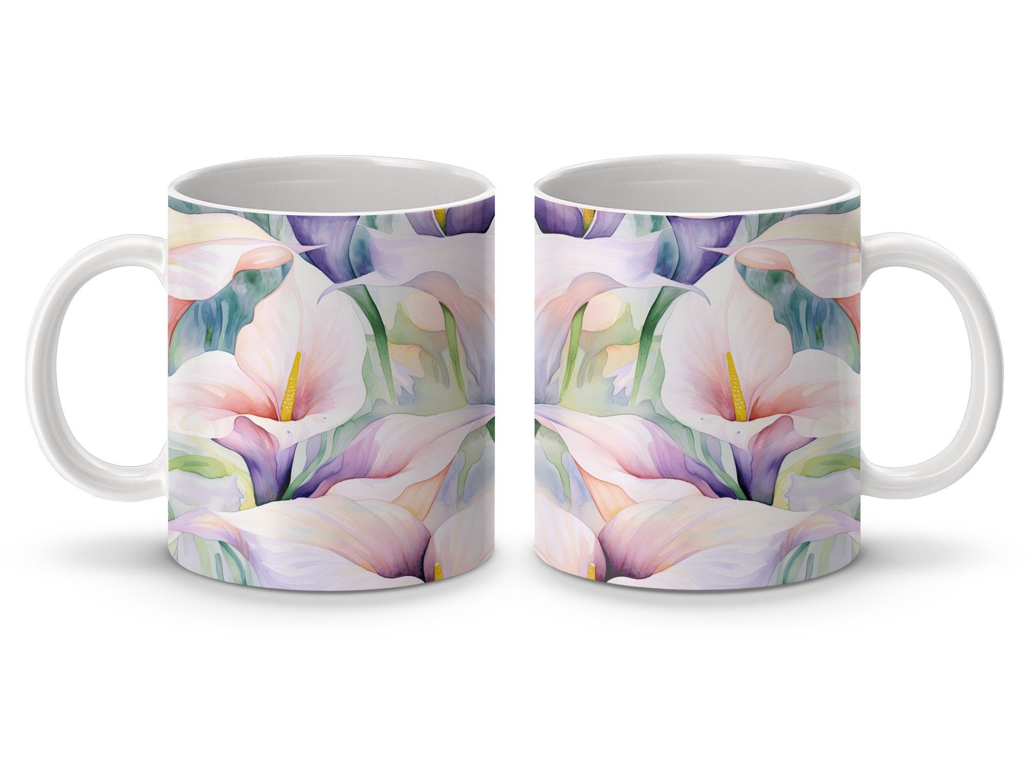 Floral Art Mug, Calla Lily Watercolor Reflection, Unique Gift, Home ...