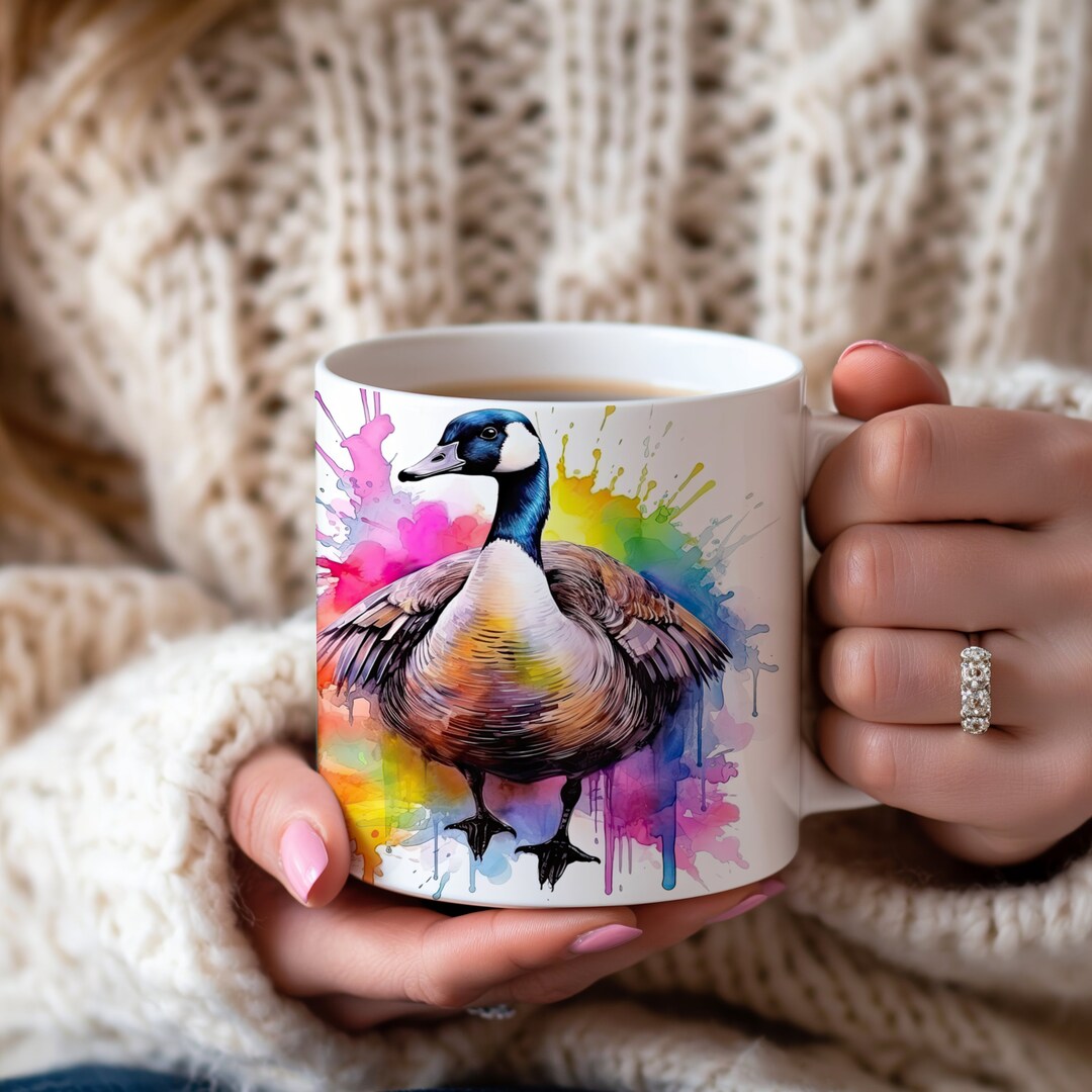 Colorful Canada Goose Mug, Bird Lover Gift, Nature Art Mug, Wildlife ...