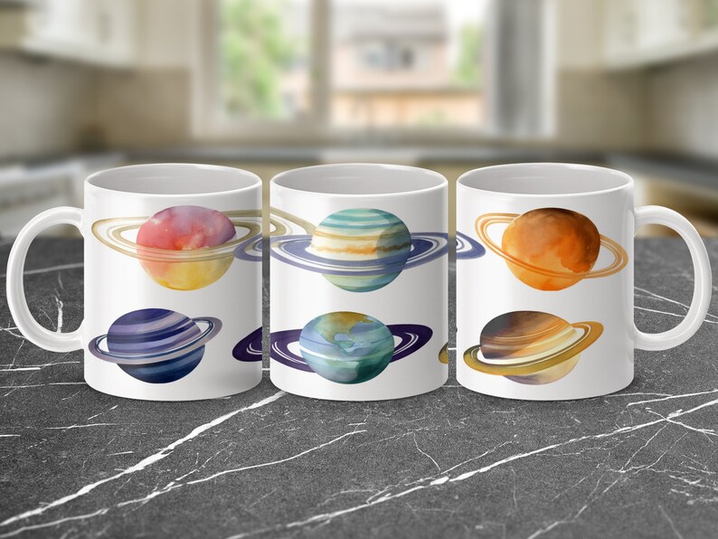 Watercolor Planets Mug, Solar System Coffee Cup, Space Lover Gift ...