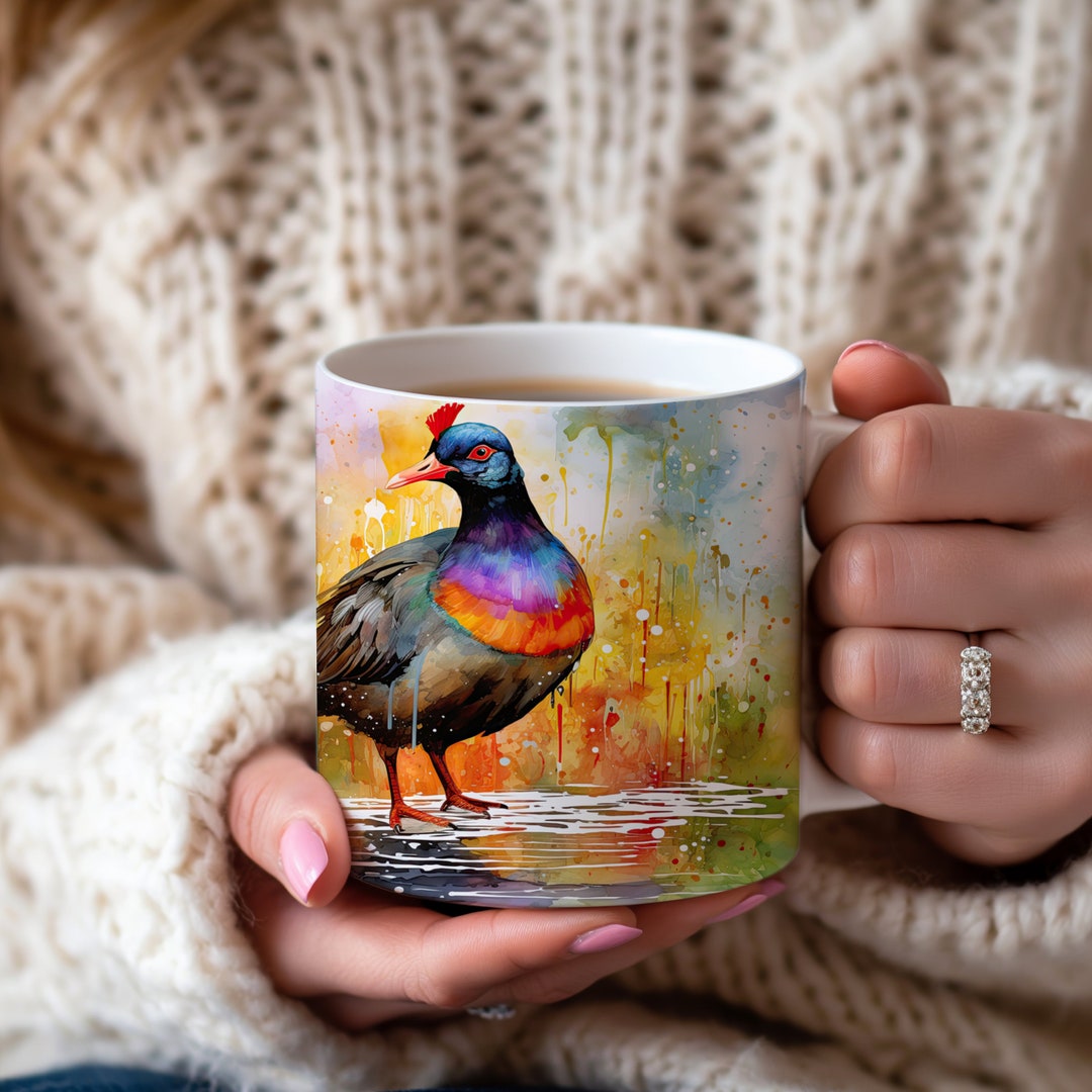 Colorful Bird Artwork Mug, Rainbow Bird Watercolor Print, Animal Lover ...
