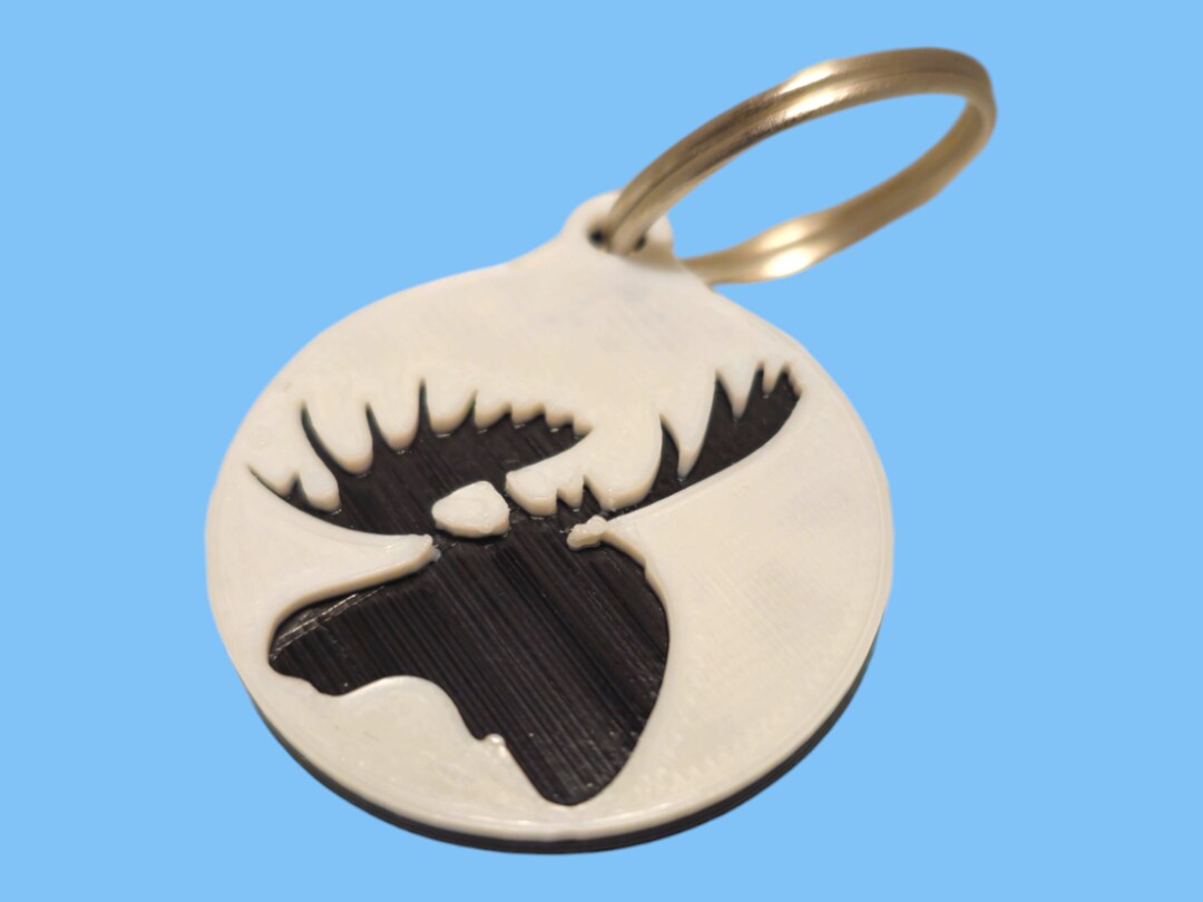 Custom 3D Printed Moose Head Keychain, Rustic Decor and Unique Gift for ...