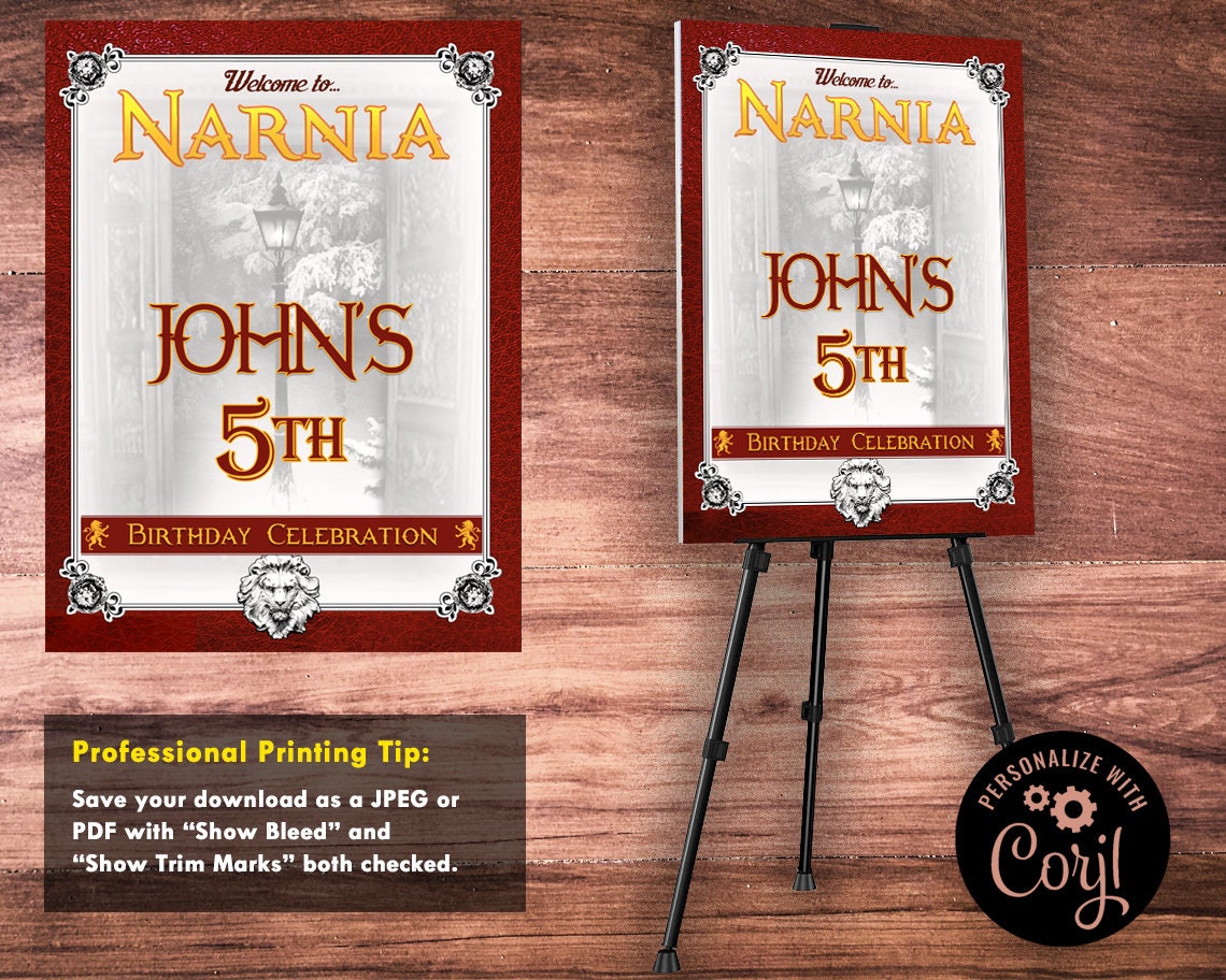 EDITABLE Narnia Birthday Party Welcome Sign Template, Narnia Party ...
