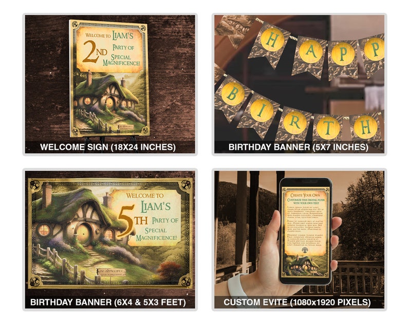 Lord of the Rings Hobbit Party Pack Editable Invitation Templates ...