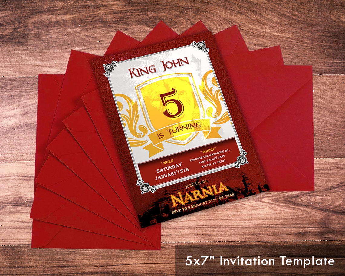 EDITABLE Narnia Party Invitation Template, Narnia Birthday Party Invite ...