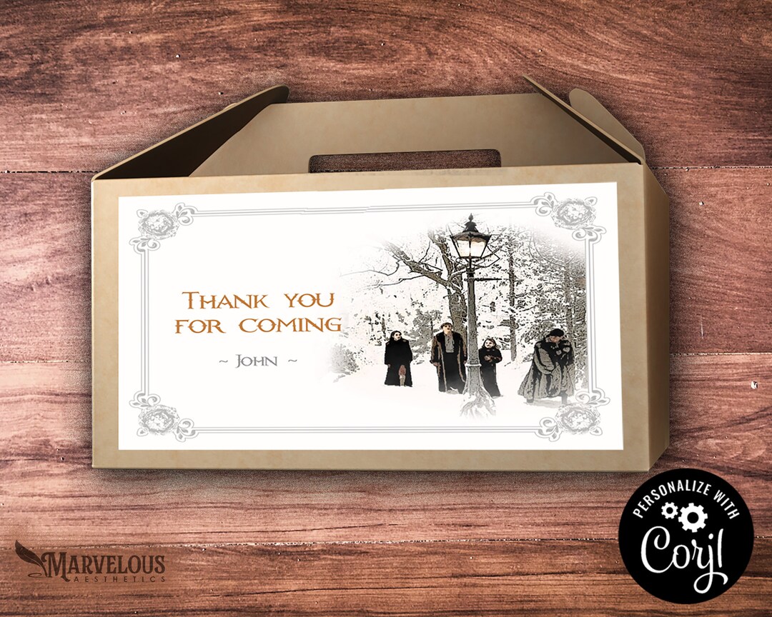 Narnia Party Favor Box Label EDITABLE Template, Gable Box Label ...