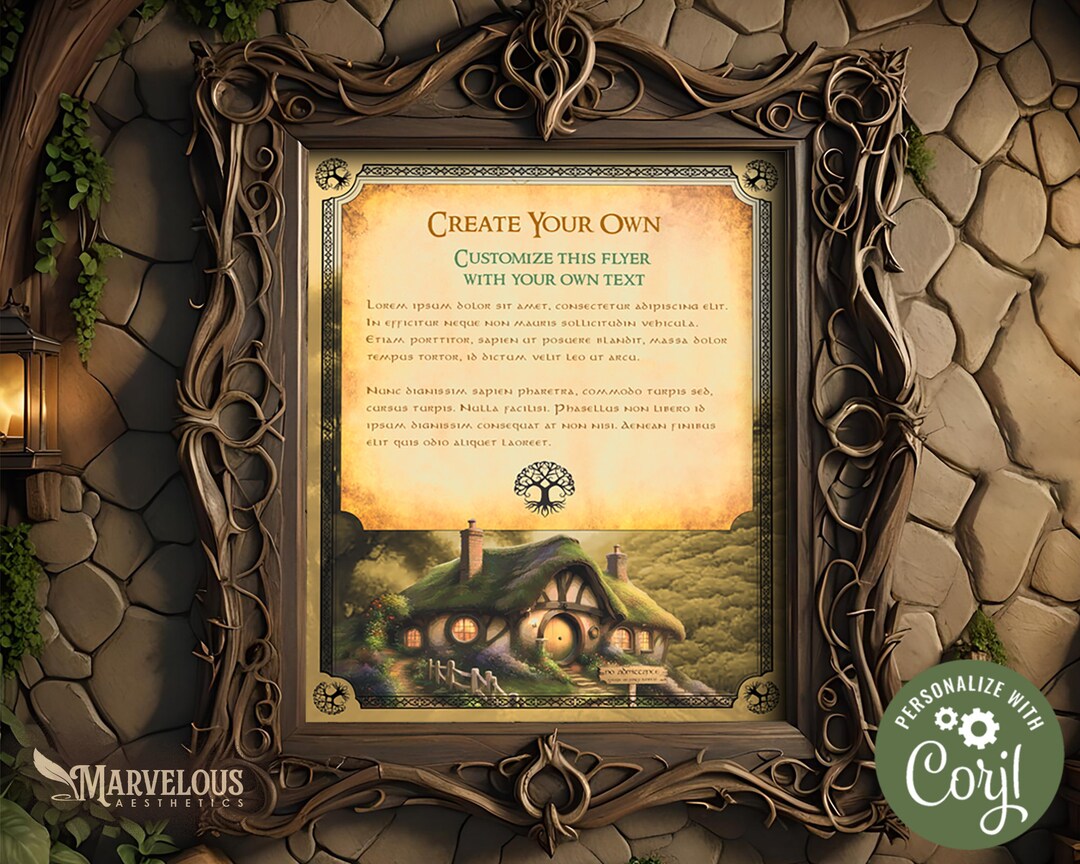 Lord of the Rings Custom Party Flyer EDITABLE Template, EDITABLE Hobbit ...