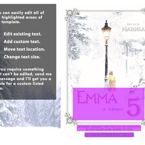 Magical Narnia Birthday Party Invitation Template - Instant Download - Etsy