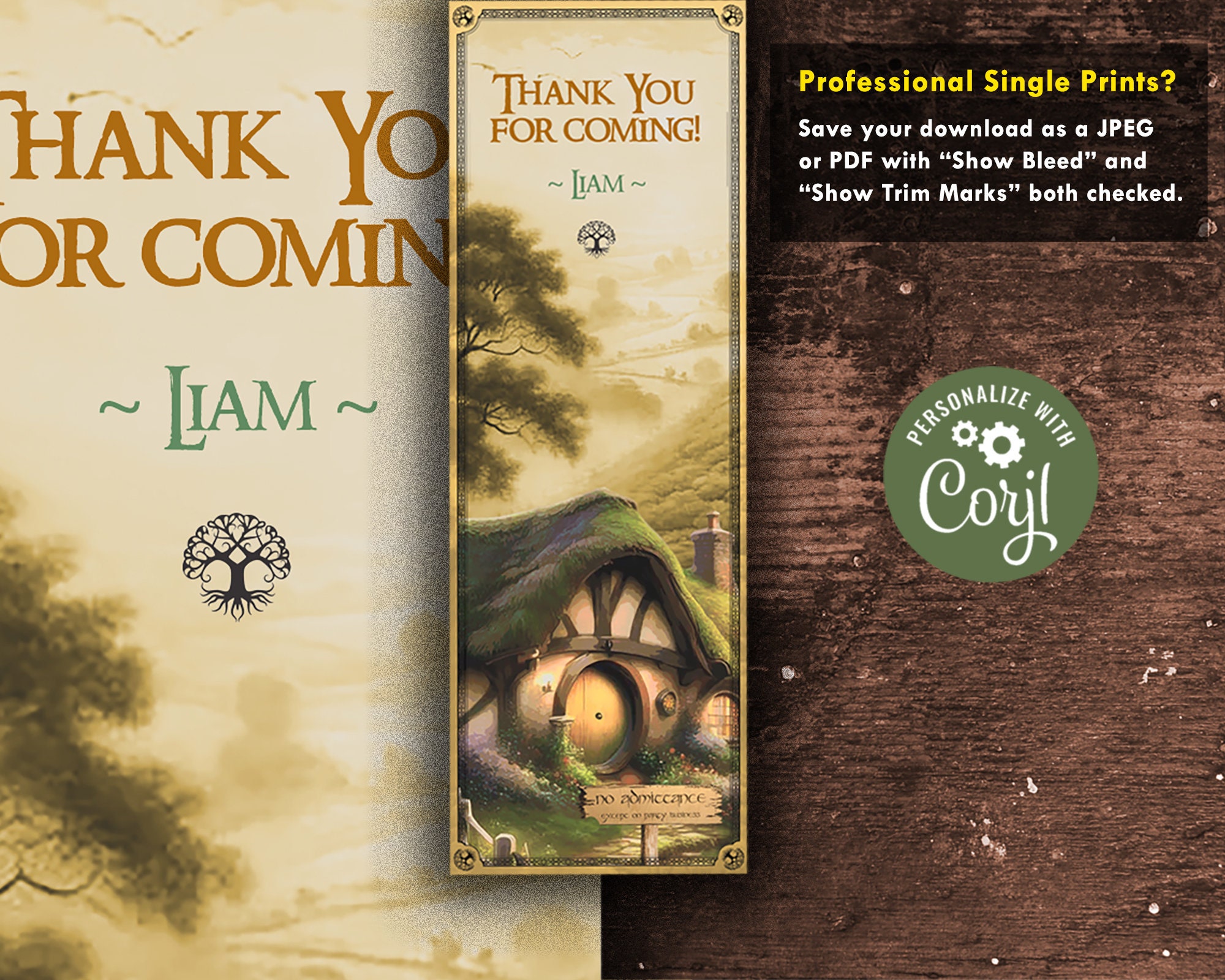 Hobbit Party Bookmark Template, LOTR Birthday Favor, Instant Download ...