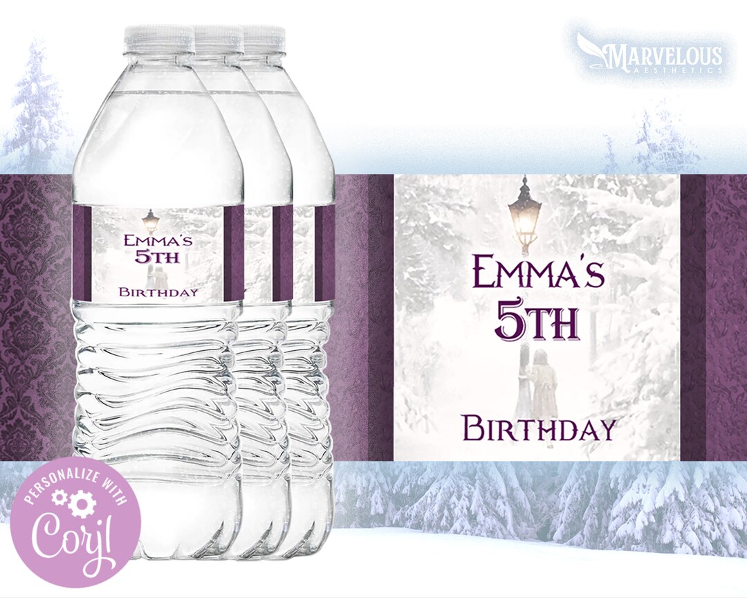 Narnia Custom Water Bottle Label EDITABLE Template, Water Bottle Label ...