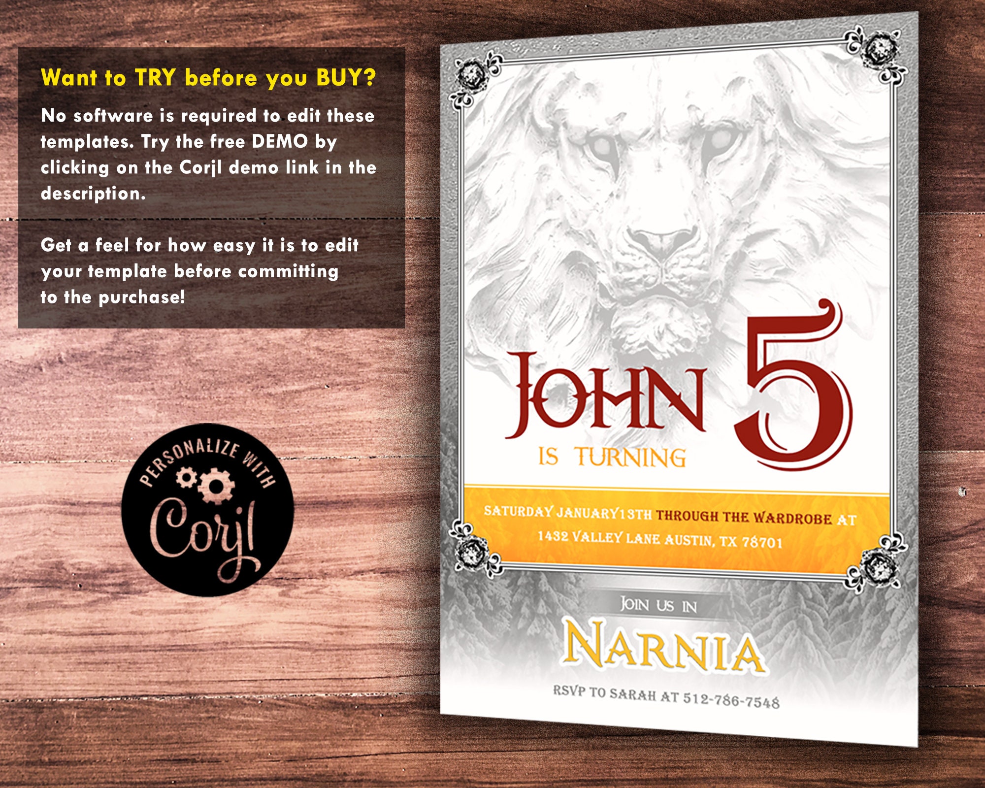 Narnia Editable Birthday Party Invitation Template, Instant Download ...