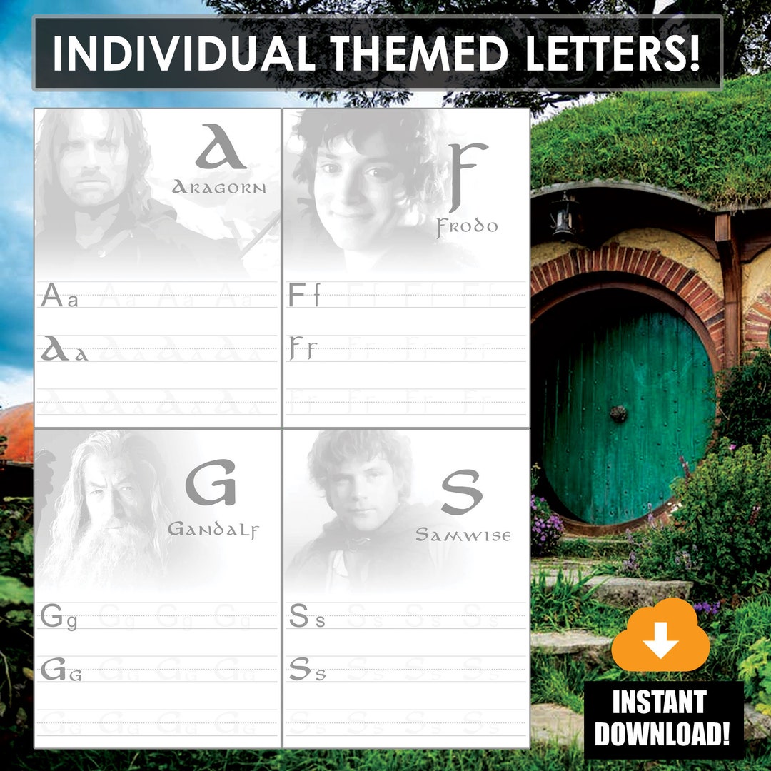 Lord of the Rings Themed Letters Tracing Pack - Etsy