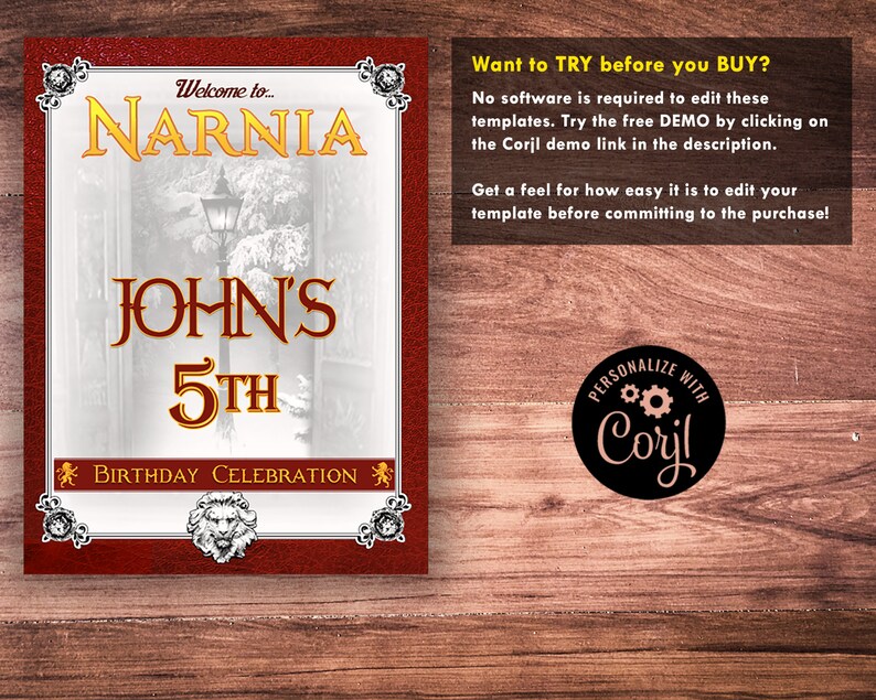 EDITABLE Narnia Birthday Party Welcome Sign Template, Narnia Party ...