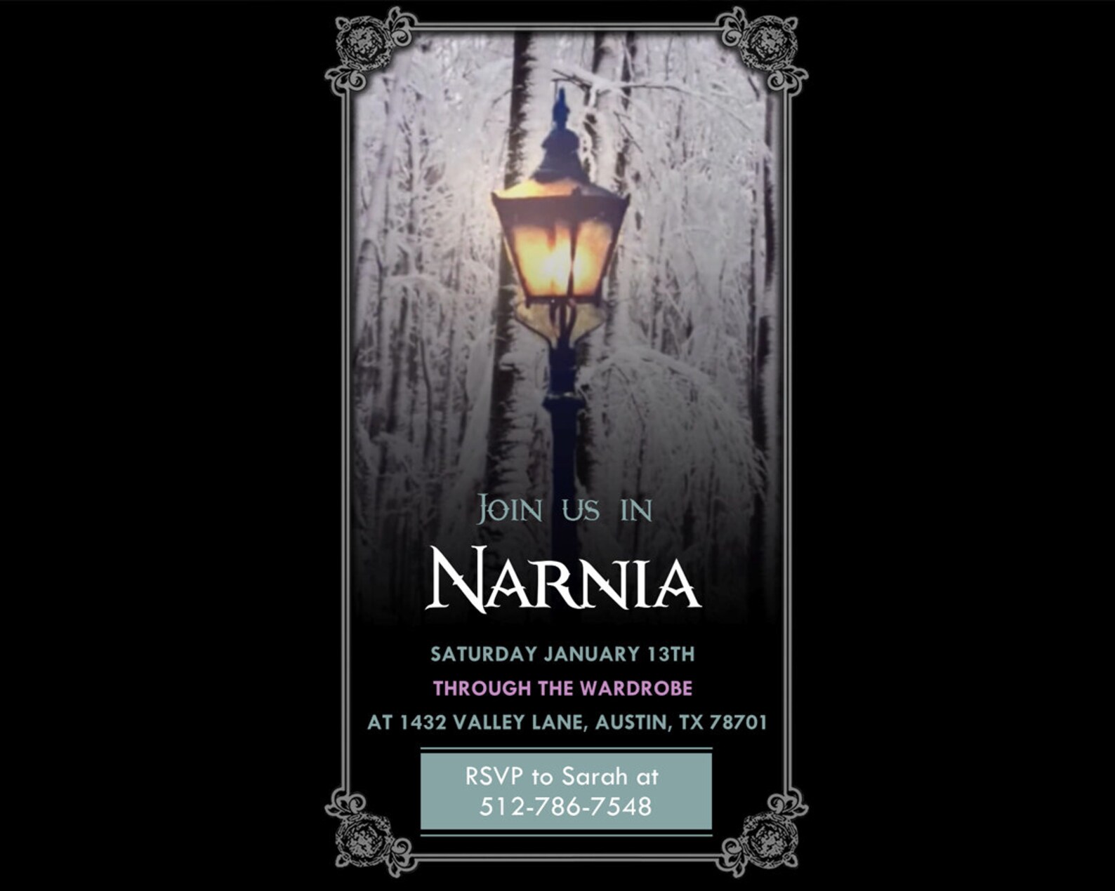 Narnia Birthday Party Video Invitation Editable Template Instant ...