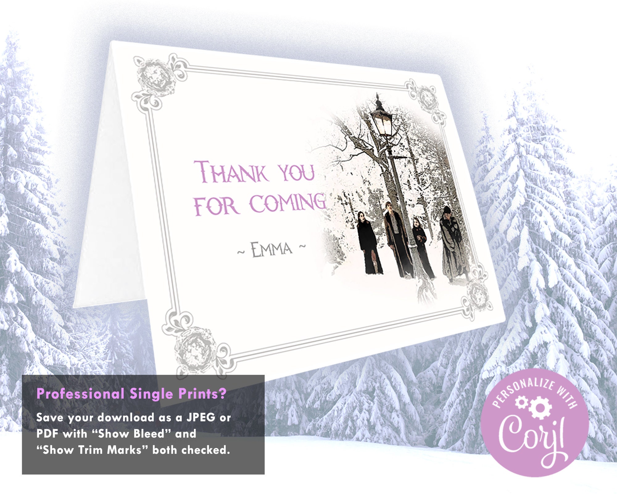EDITABLE Narnia Birthday Party Thank You Template, Narnia Party Thank ...
