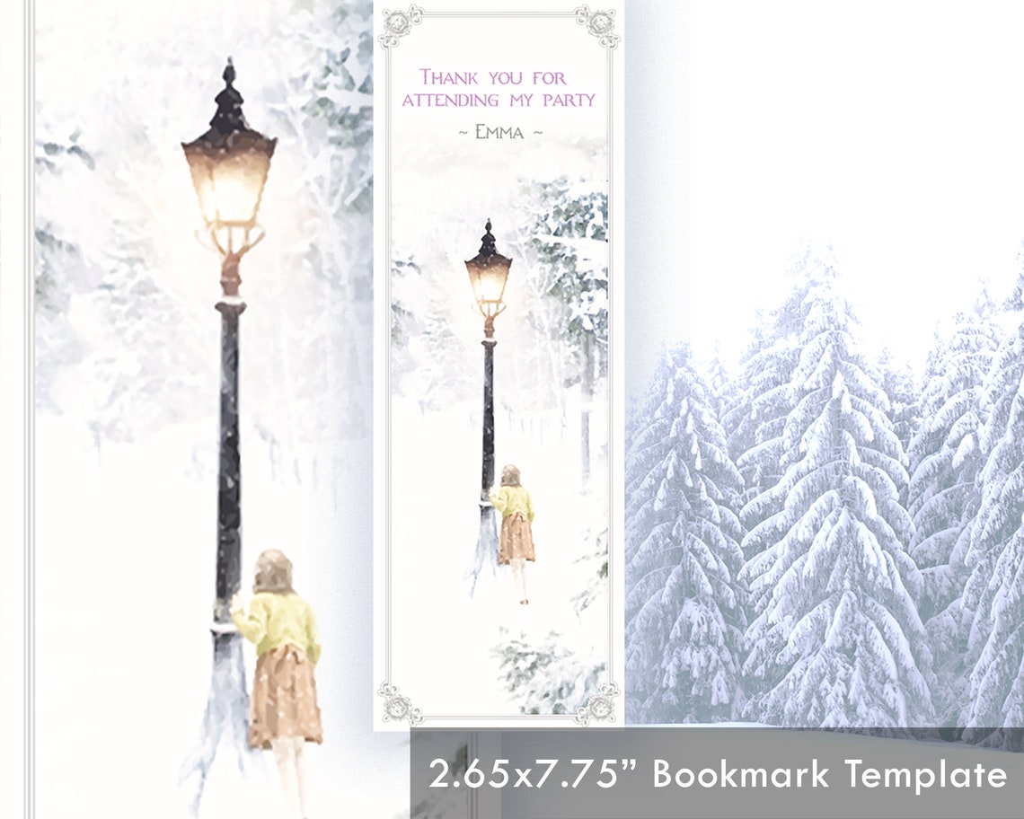 Narnia Editable Bookmark Template for Birthday Party Decor, Instant ...