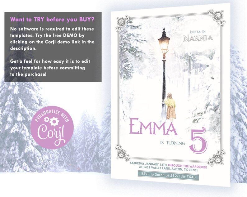 Magical Narnia Birthday Party Invitation Template - Instant Download - Etsy