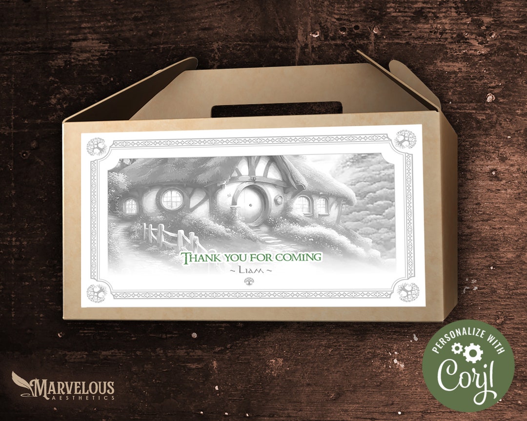 Lord of the Rings Party Favor Box Label EDITABLE Template, Gable Box ...