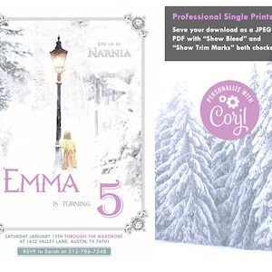 Magical Narnia Birthday Party Invitation Template - Instant Download - Etsy