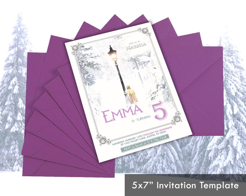 Magical Narnia Birthday Party Invitation Template - Instant Download - Etsy