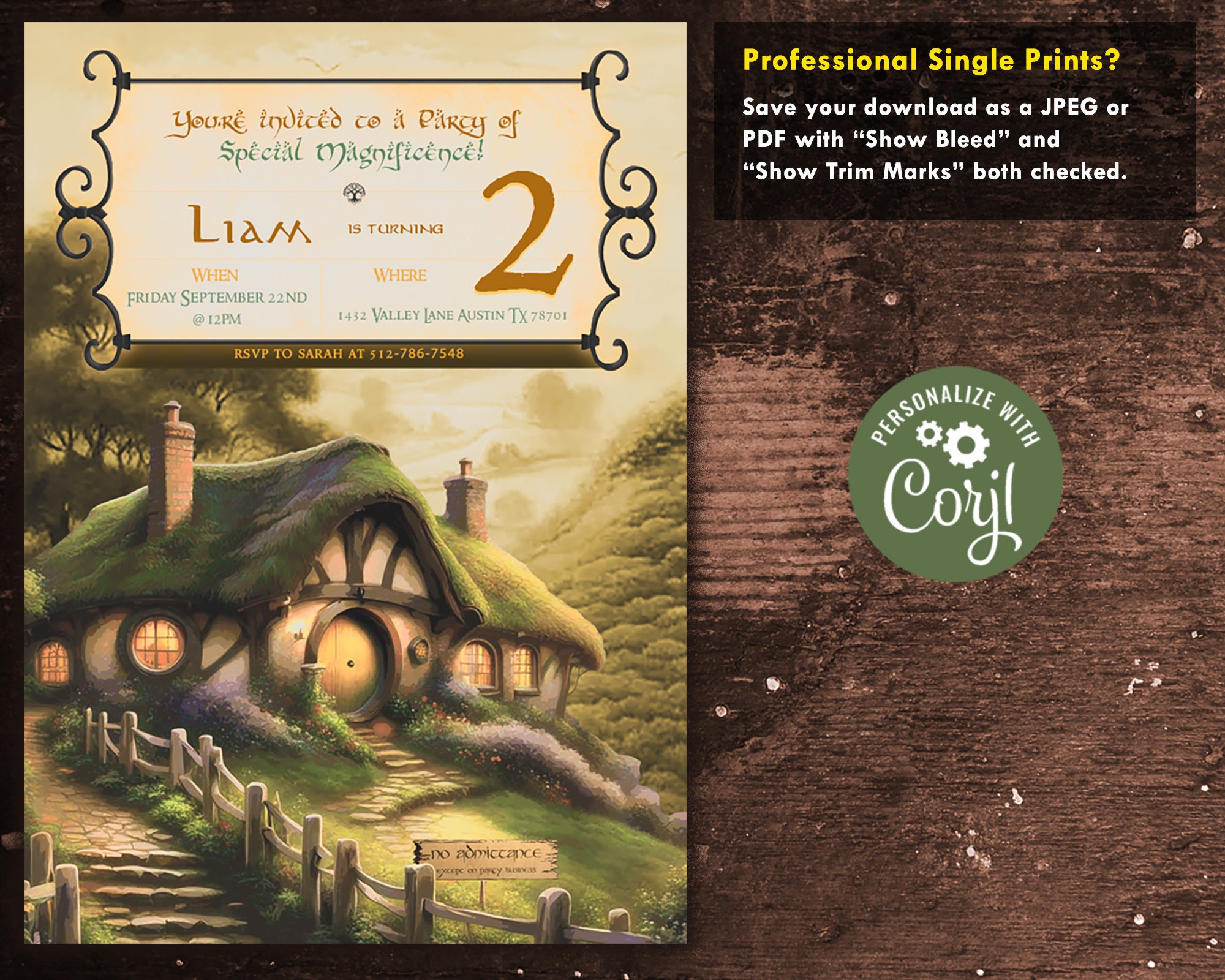 The Hobbit Invitation Template, LOTR Birthday Evite, Editable Party ...