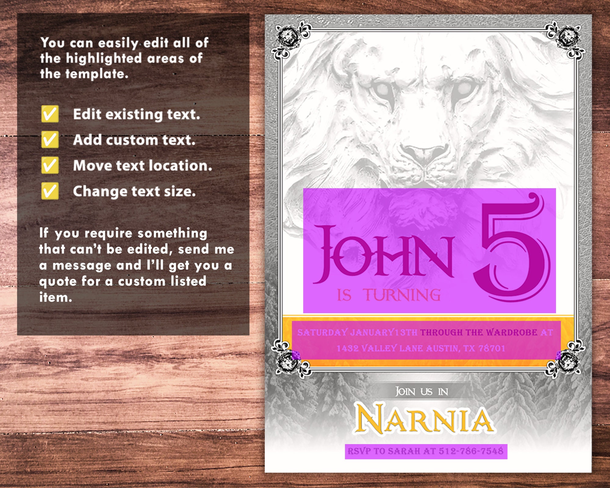Narnia Editable Birthday Party Invitation Template, Instant Download ...