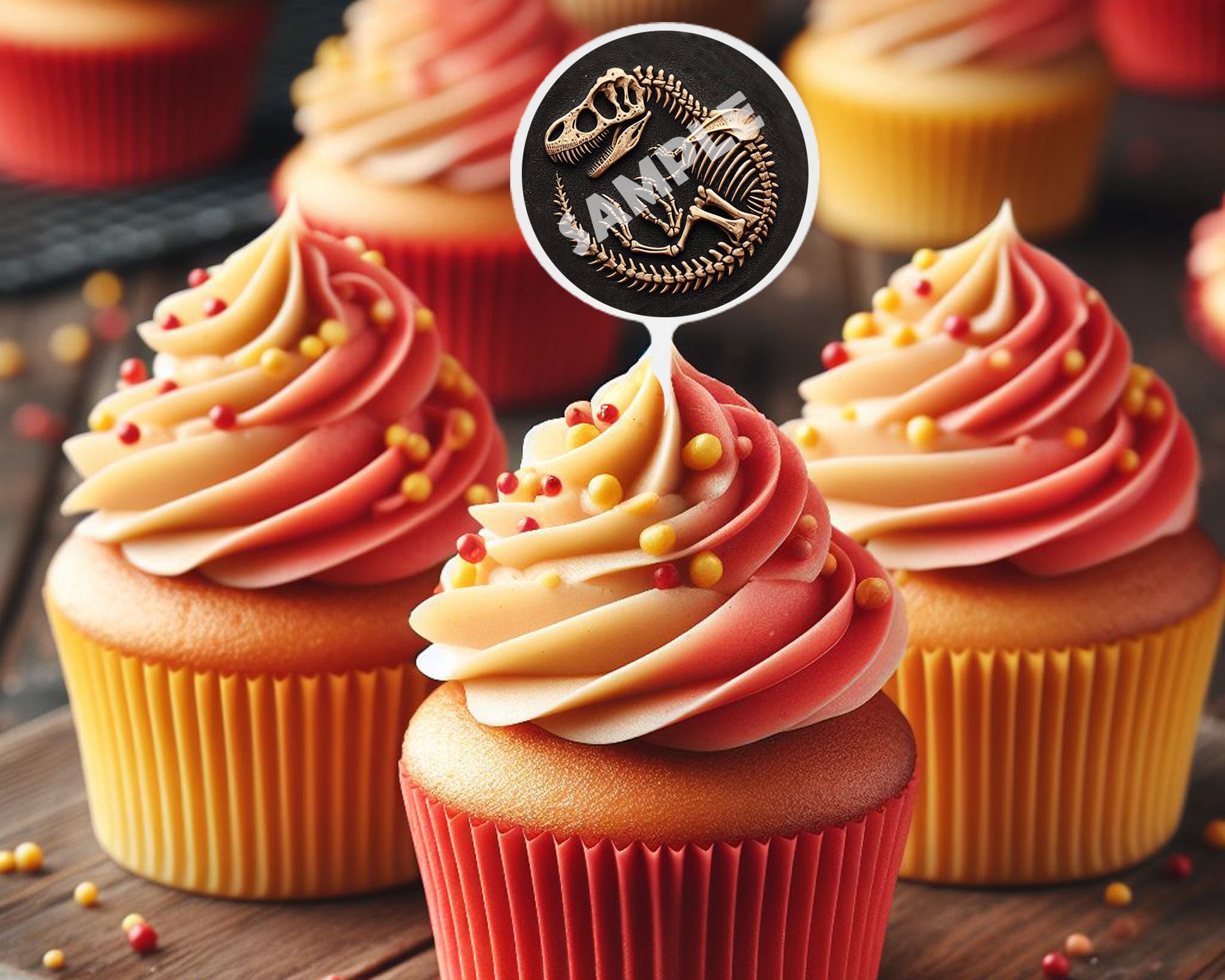 Jurassic Park Cupcake Topper Design Templates, Dinosaur Cupcake Topper ...