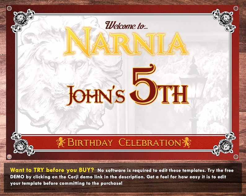 Narnia Welcome Birthday Banner EDITABLE Template, Birthday Celebration ...
