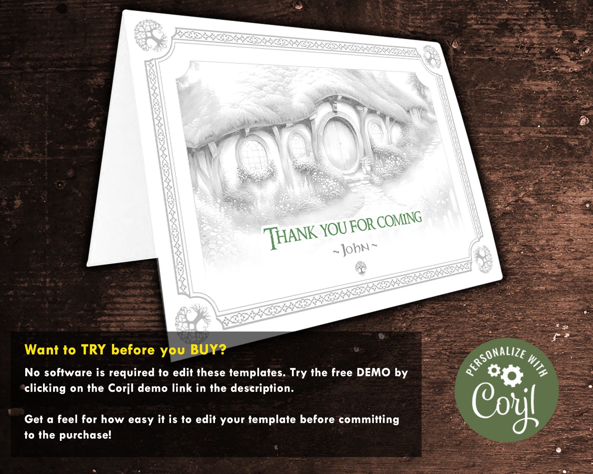 Lord of the Rings Party Thank You Card EDITABLE Template, Lord of the ...