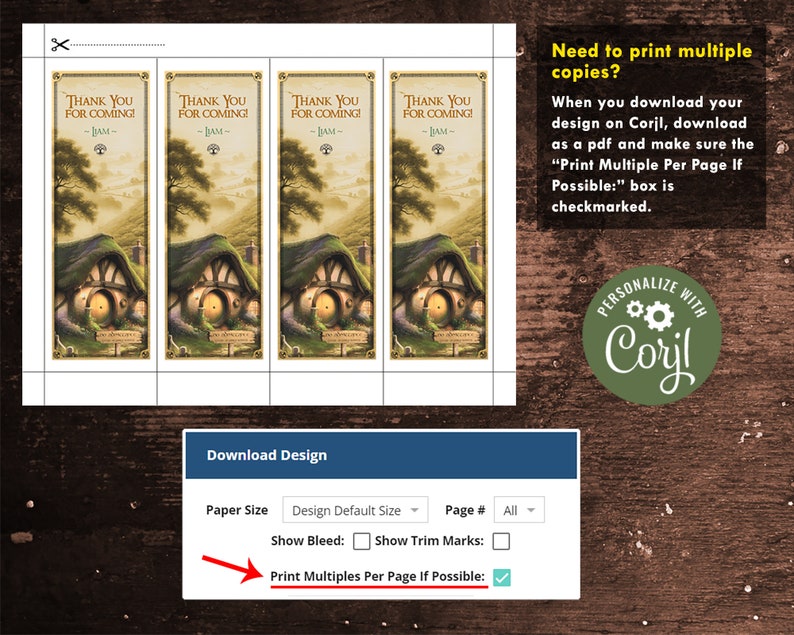 Hobbit Party Bookmark Template, LOTR Birthday Favor, Instant Download ...