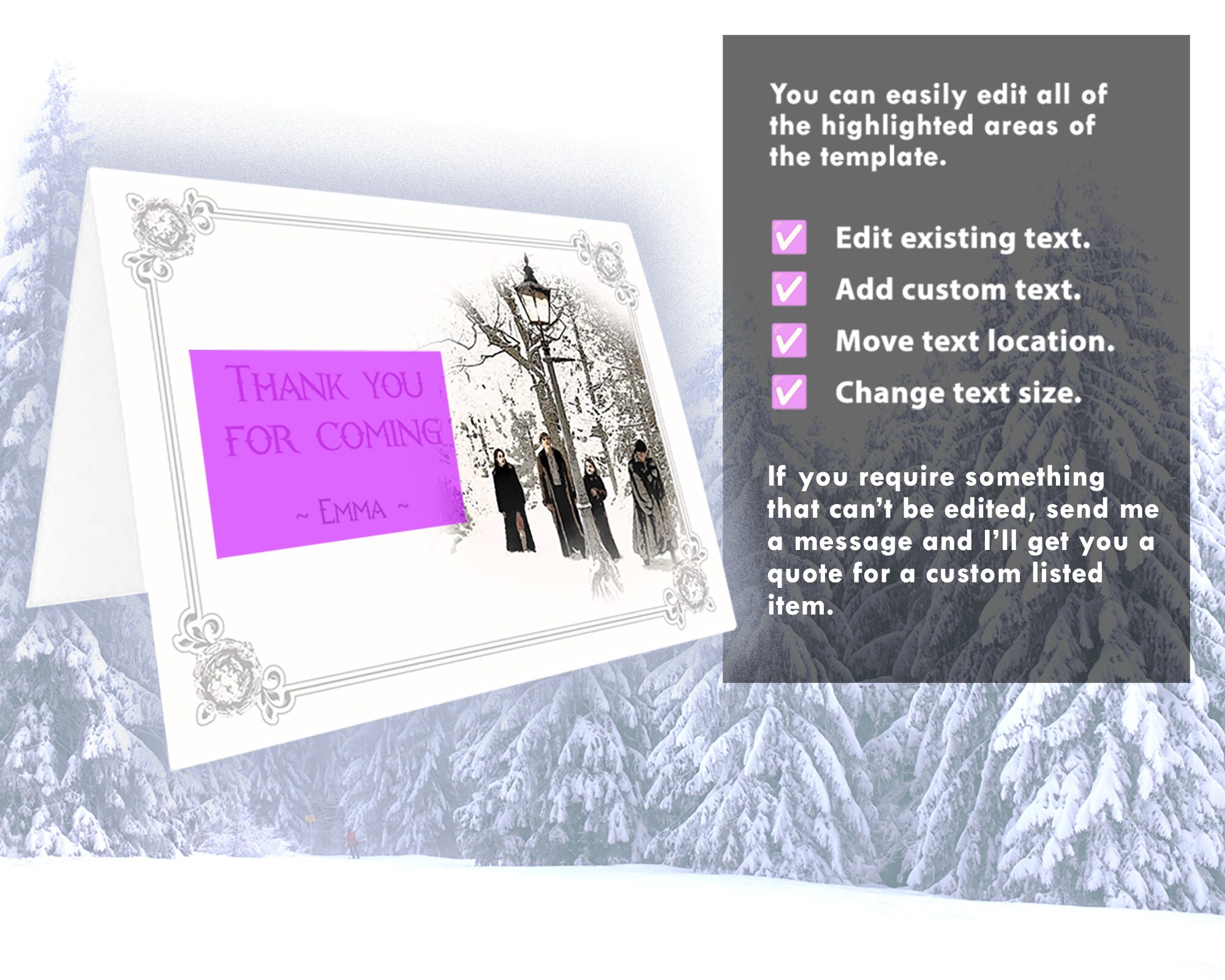 EDITABLE Narnia Birthday Party Thank You Template, Narnia Party Thank ...
