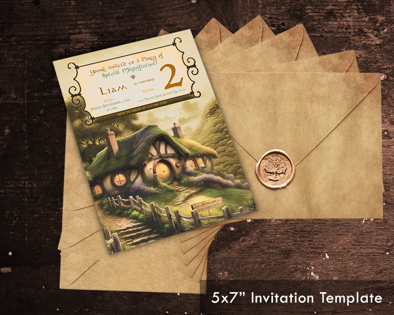 The Hobbit Invitation Template, LOTR Birthday Evite, Editable Party ...