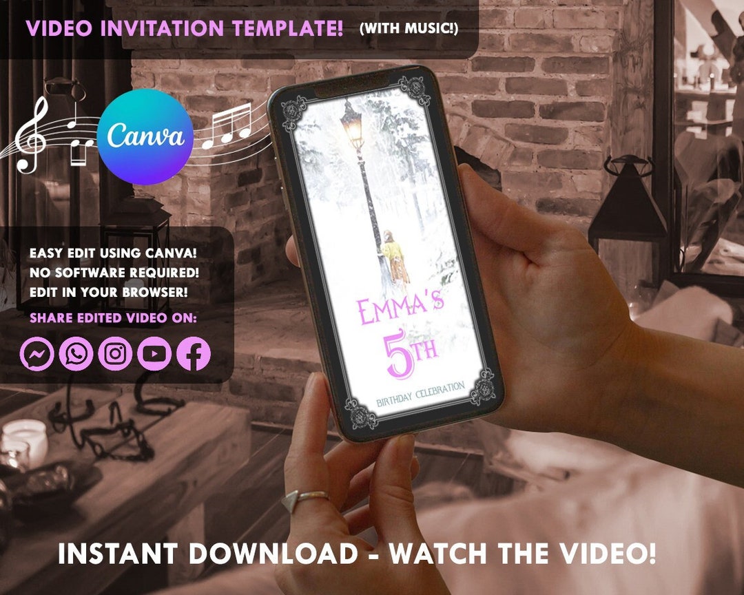 Narnia Birthday Party Video Invitation Editable Template Instant ...